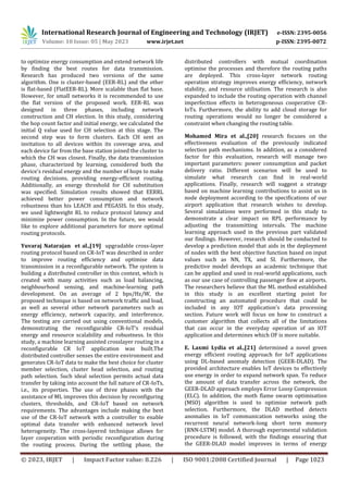 Survey on Optimization of IoT Routing Based On Machine Learning Techniques | PDF