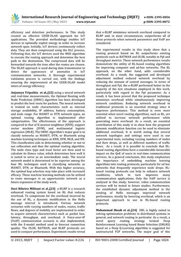 Survey On Optimization Of Iot Routing Based On Machine Learning