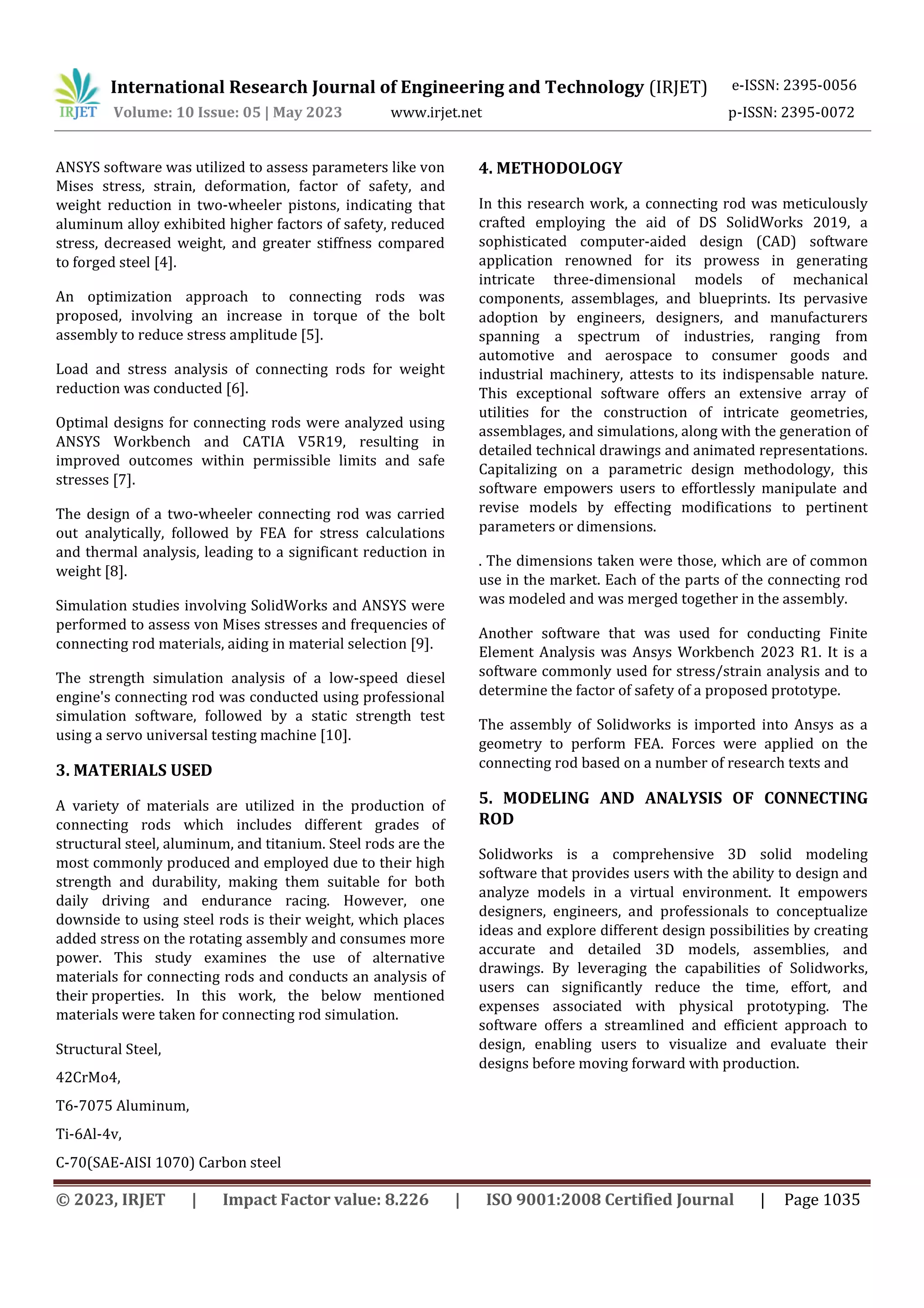 Stress Analysis Of Connecting Rod For Diesel Engine With Different Materials | PDF