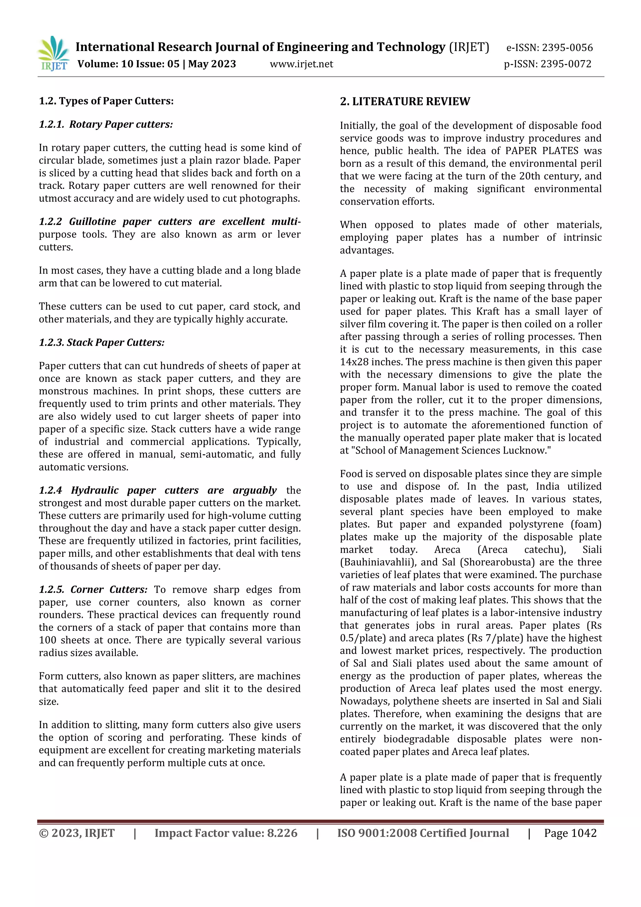 Fabrication of Foot Operated Paper Plate Making Machine | PDF
