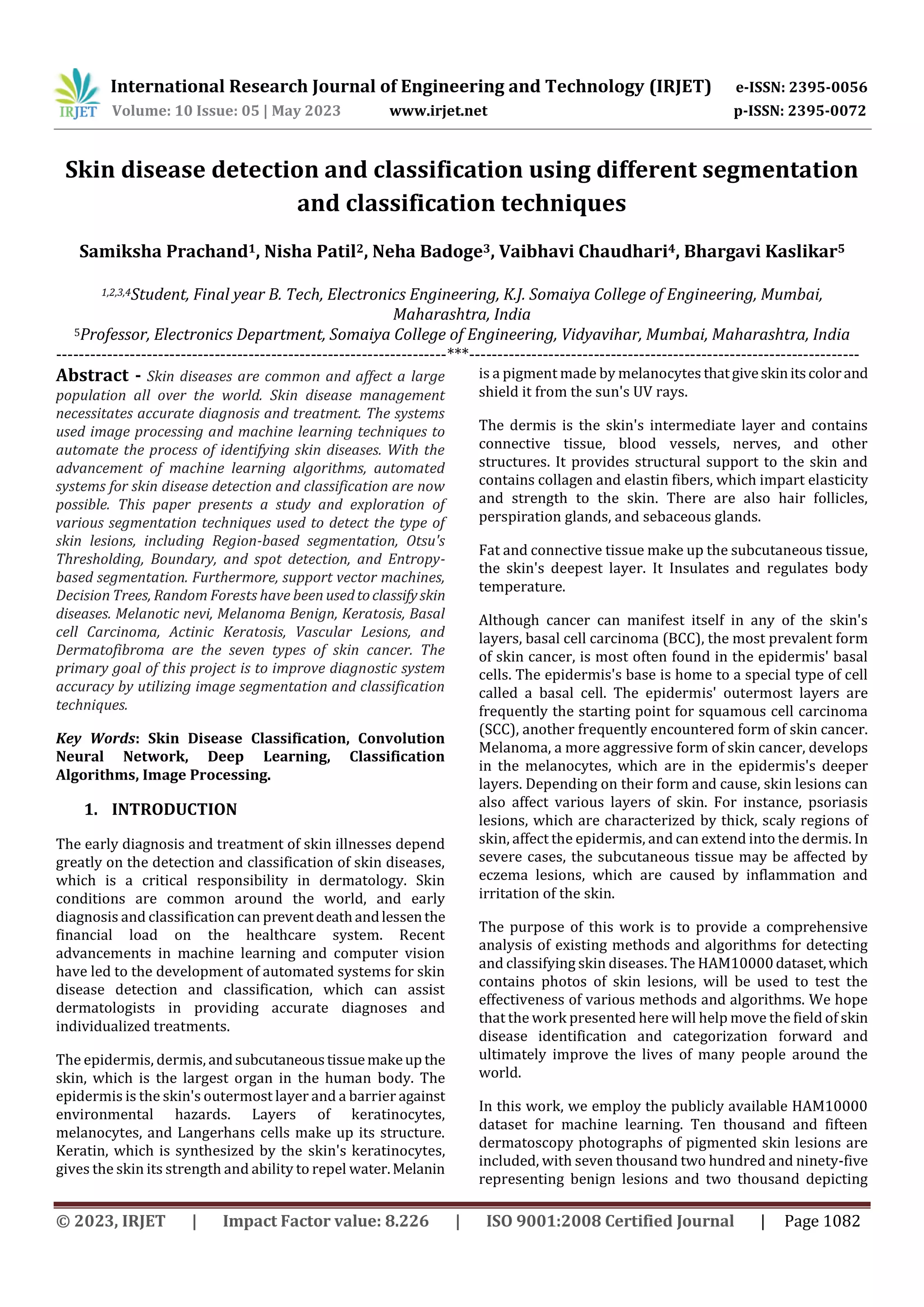 Skin Disease Detection And Classification Using Different Segmentation