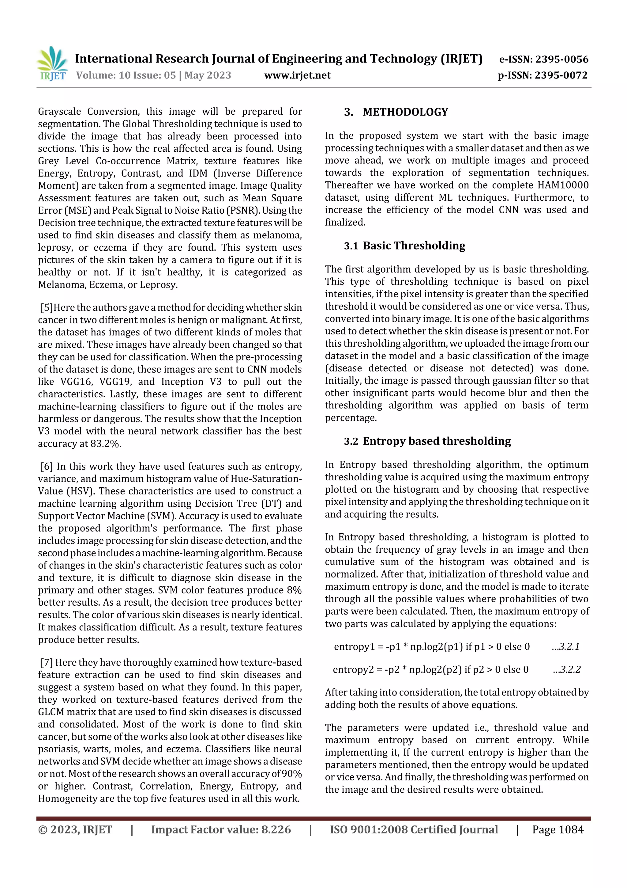 Skin disease detection and classification using different segmentation ...