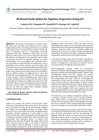 IR-Based Snake Robot for Pipeline Inspection Using IoT | PDF