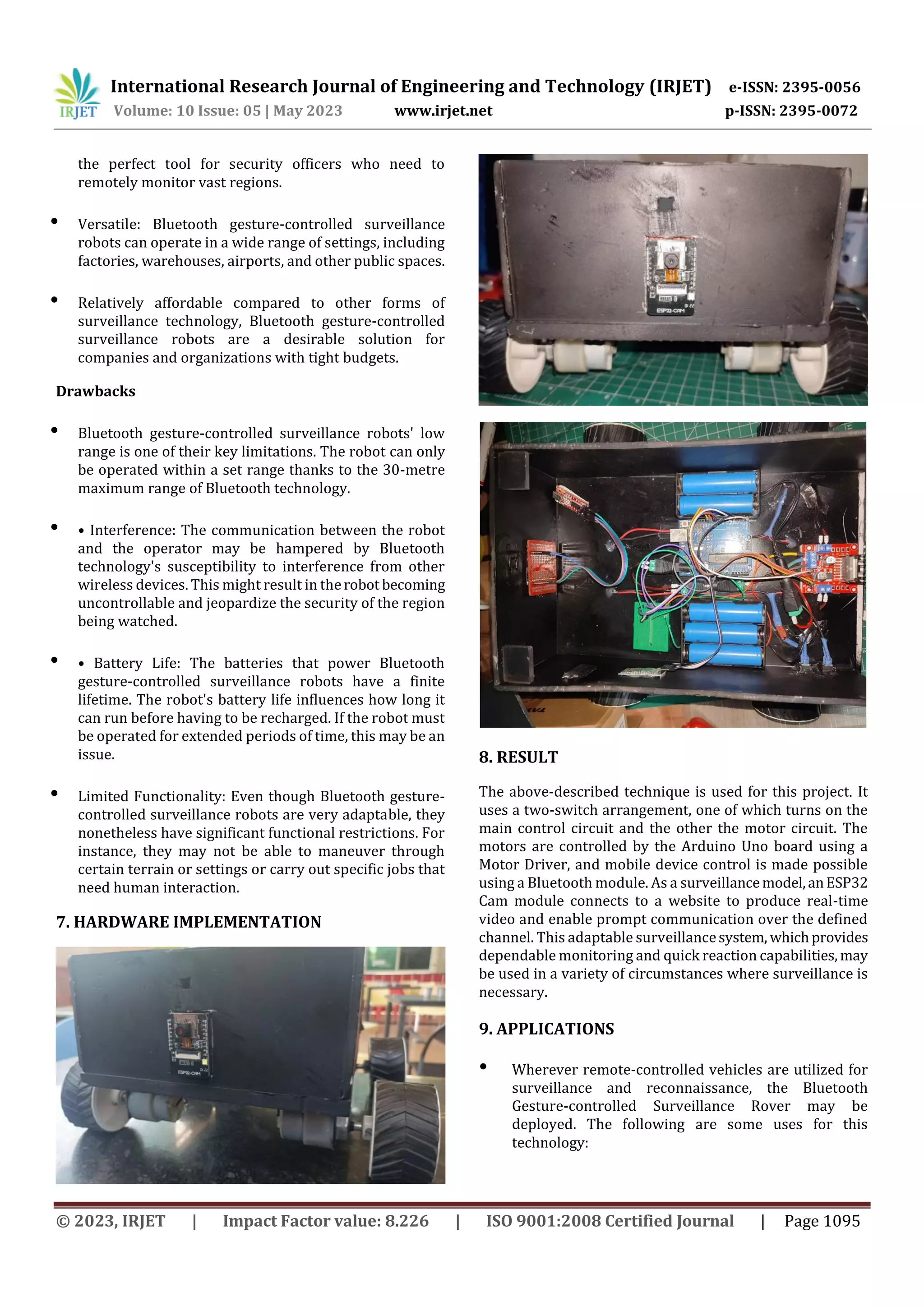 Bluetooth Gesture Controlled Surveillance Robot Pdf