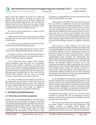 Analysis of Microstructural Behaviour of Rice Husk Ash Blended Cement Mortar | PDF