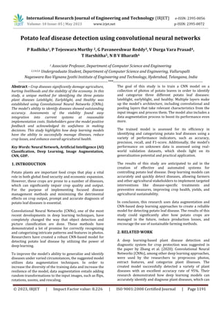 Potato leaf disease detection using convolutional neural networks | PDF