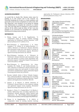 Parkinson’s disease detection system using Support vector machine | PDF