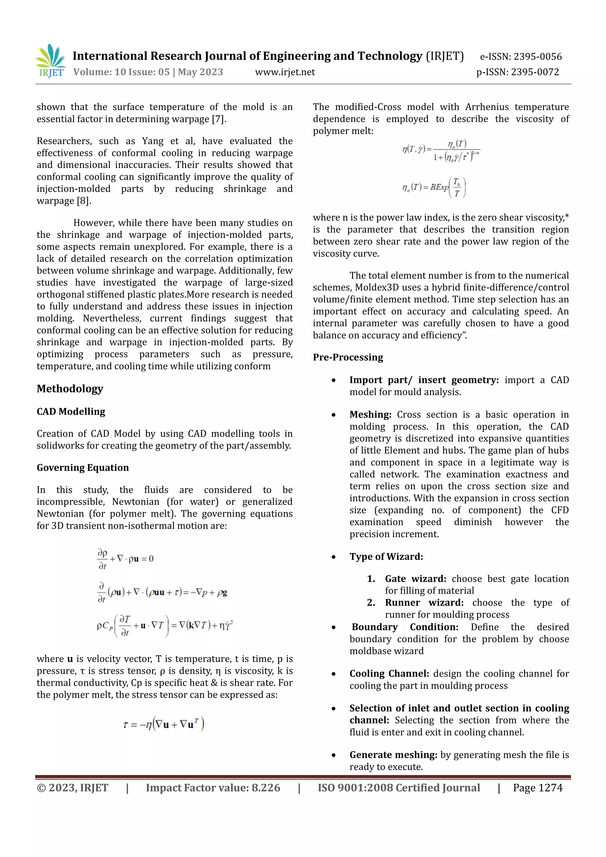 ANALYSIS OF SHRINKAGE AND WARPAGE DISPLACEMENT USING CONFORMAL COOLING | PDF