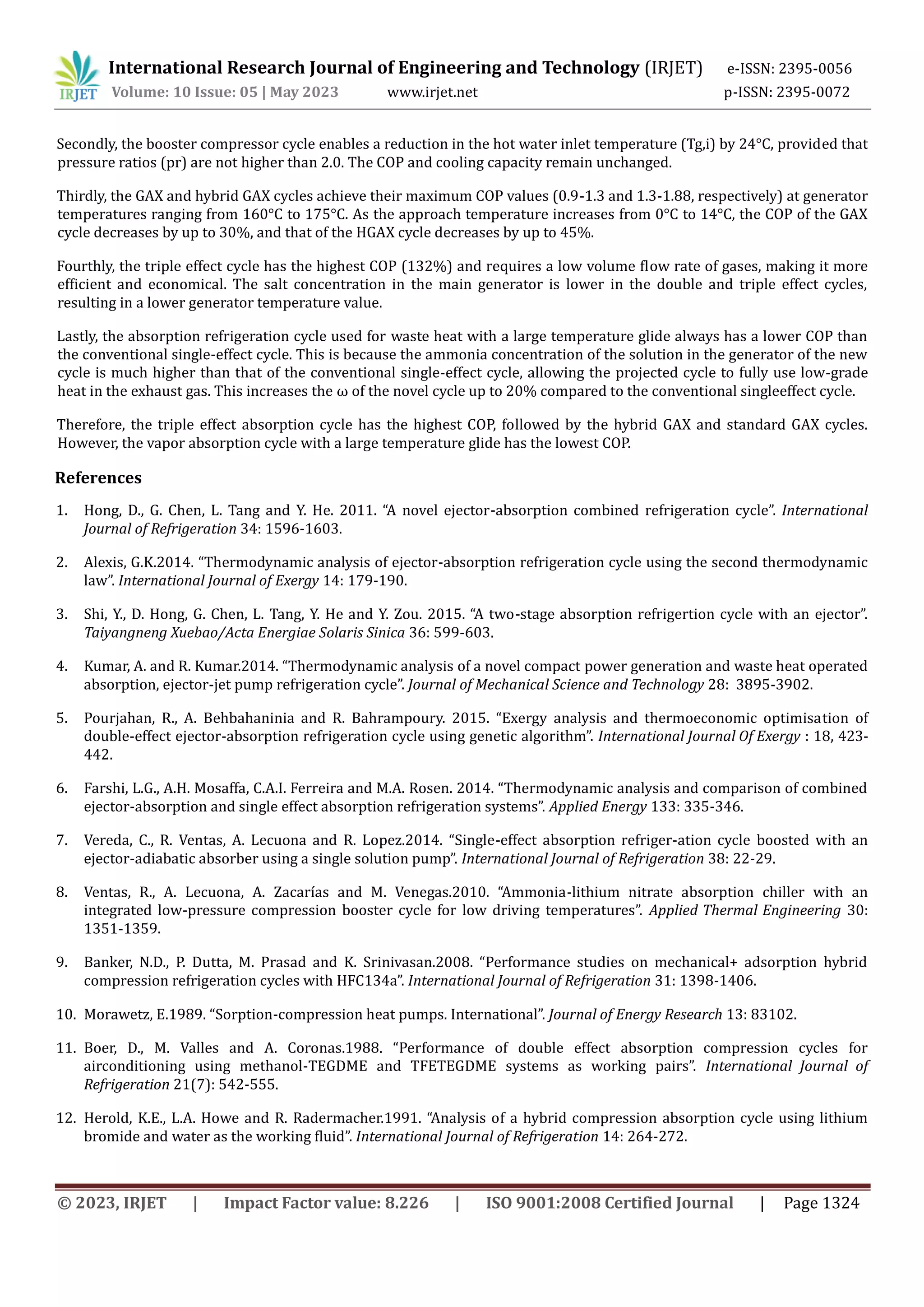 Review of Modified Vapor Absorption Refrigeration Cycles | PDF