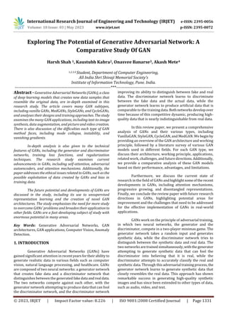 Exploring The Potential of Generative Adversarial Network: A Comparative Study Of GAN | PDF