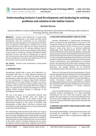 Understanding Inclusive Land Development and Analysing its existing ...