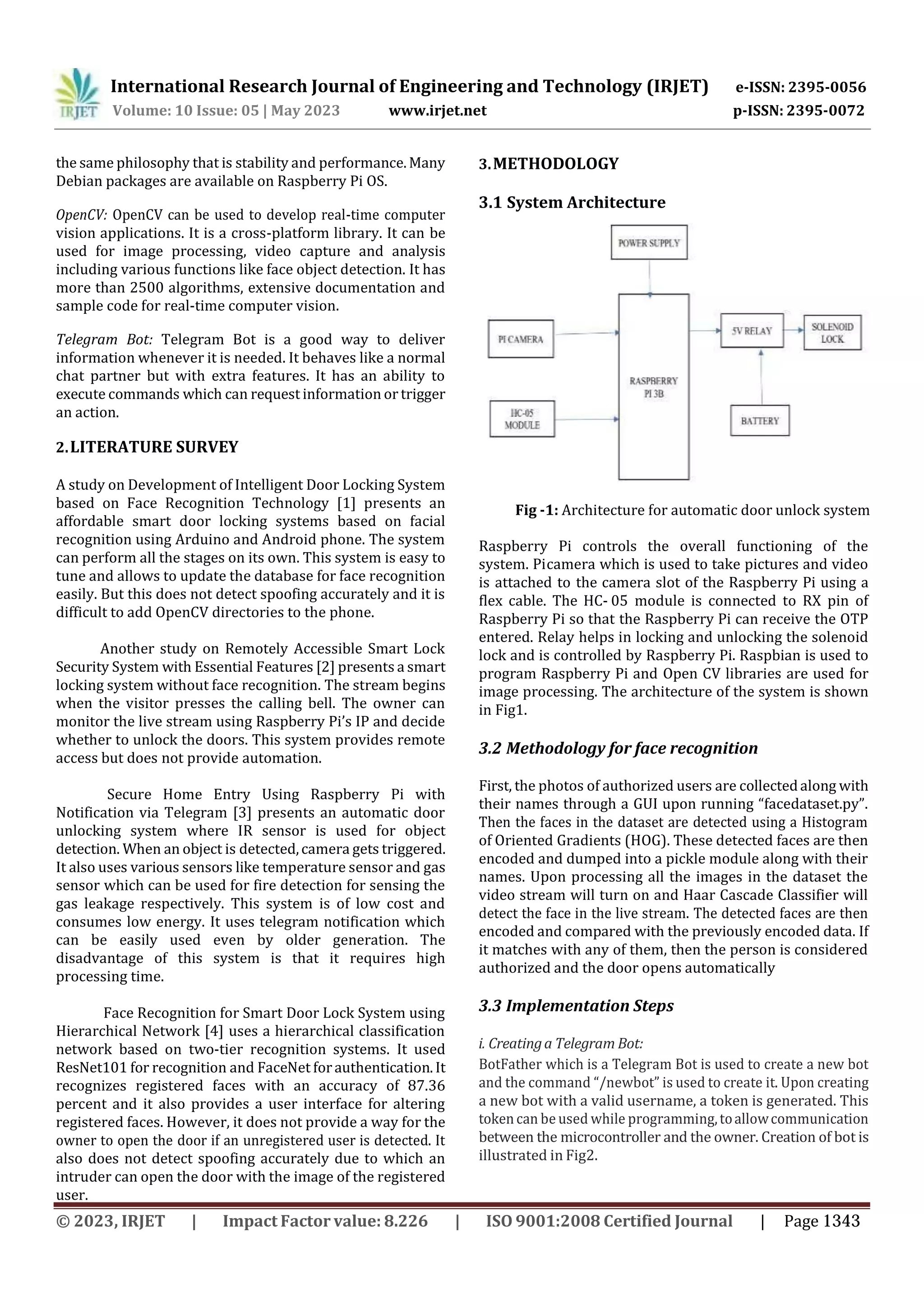 AUTOMATIC DOOR UNLOCK WITH FACIAL RECOGNITION USING IoT | PDF