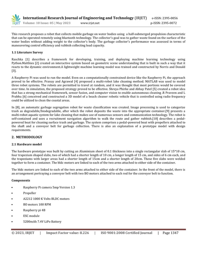 Development Of Automated Trash Collecting Boat Using Machine Learning