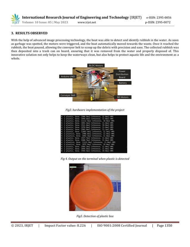 Development Of Automated Trash Collecting Boat Using Machine Learning