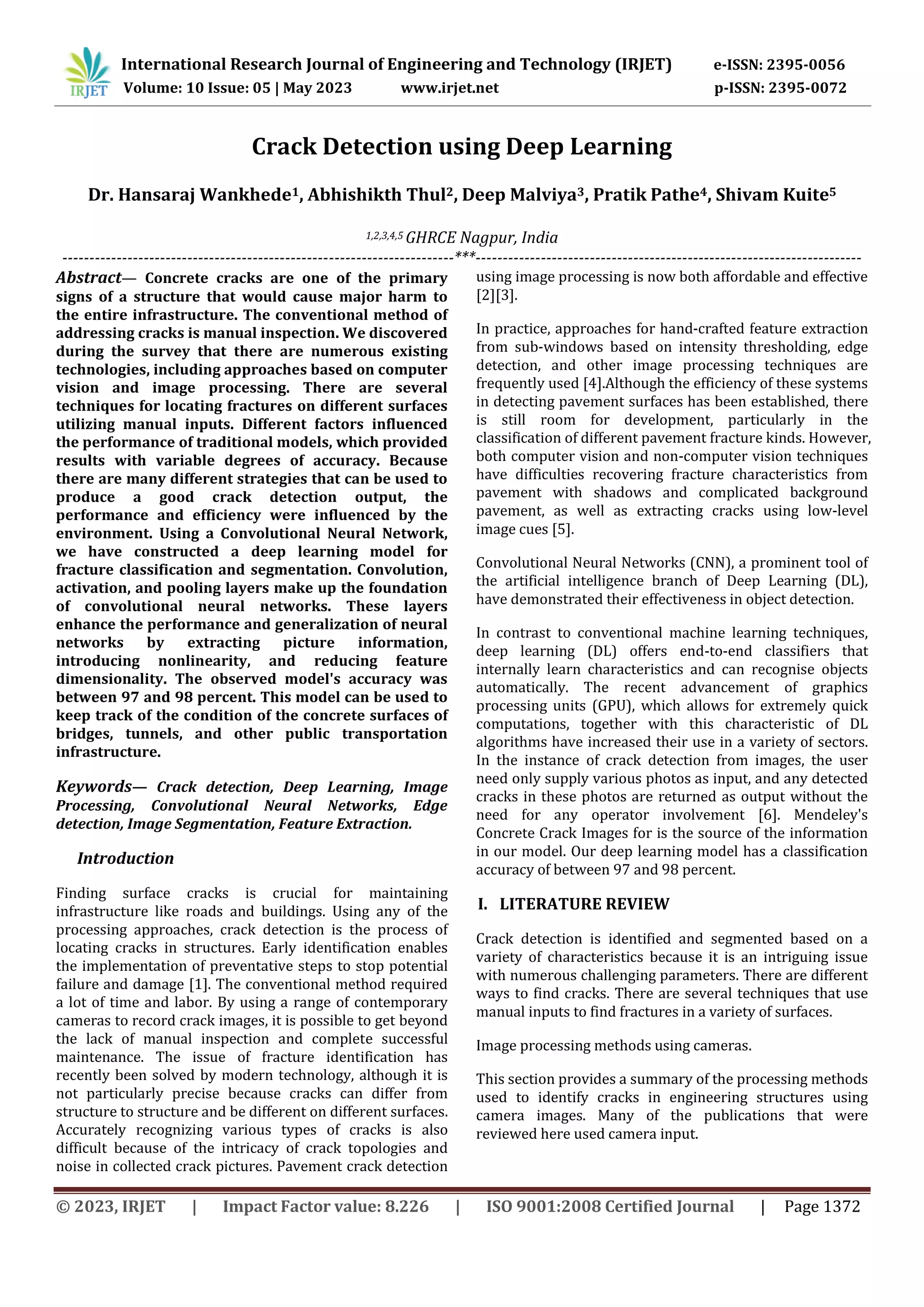 Crack Detection Using Deep Learning Pdf