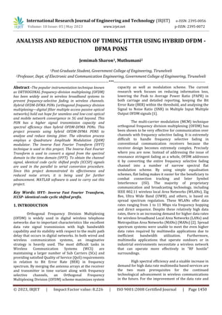 ANALYSIS AND REDUCTION OF TIMING JITTER USING HYBRID OFDM - DFMA PONS | PDF