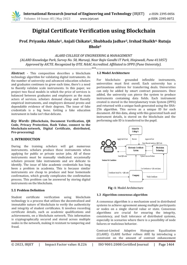 Digital Certificate Verification using Blockchain | PDF