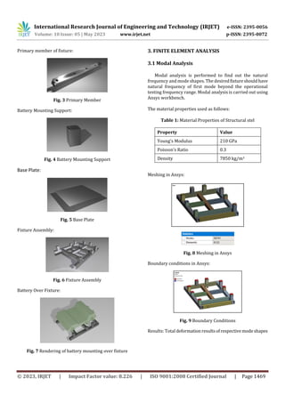 Design and Analysis of Electric Vehicle Battery Fixture | PDF