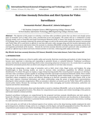 Real-time Anomaly Detection and Alert System for Video Surveillance | PDF