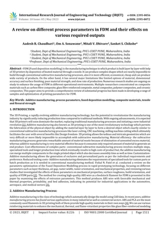 A review on different process parameters in FDM and their effects on various required outputs ...
