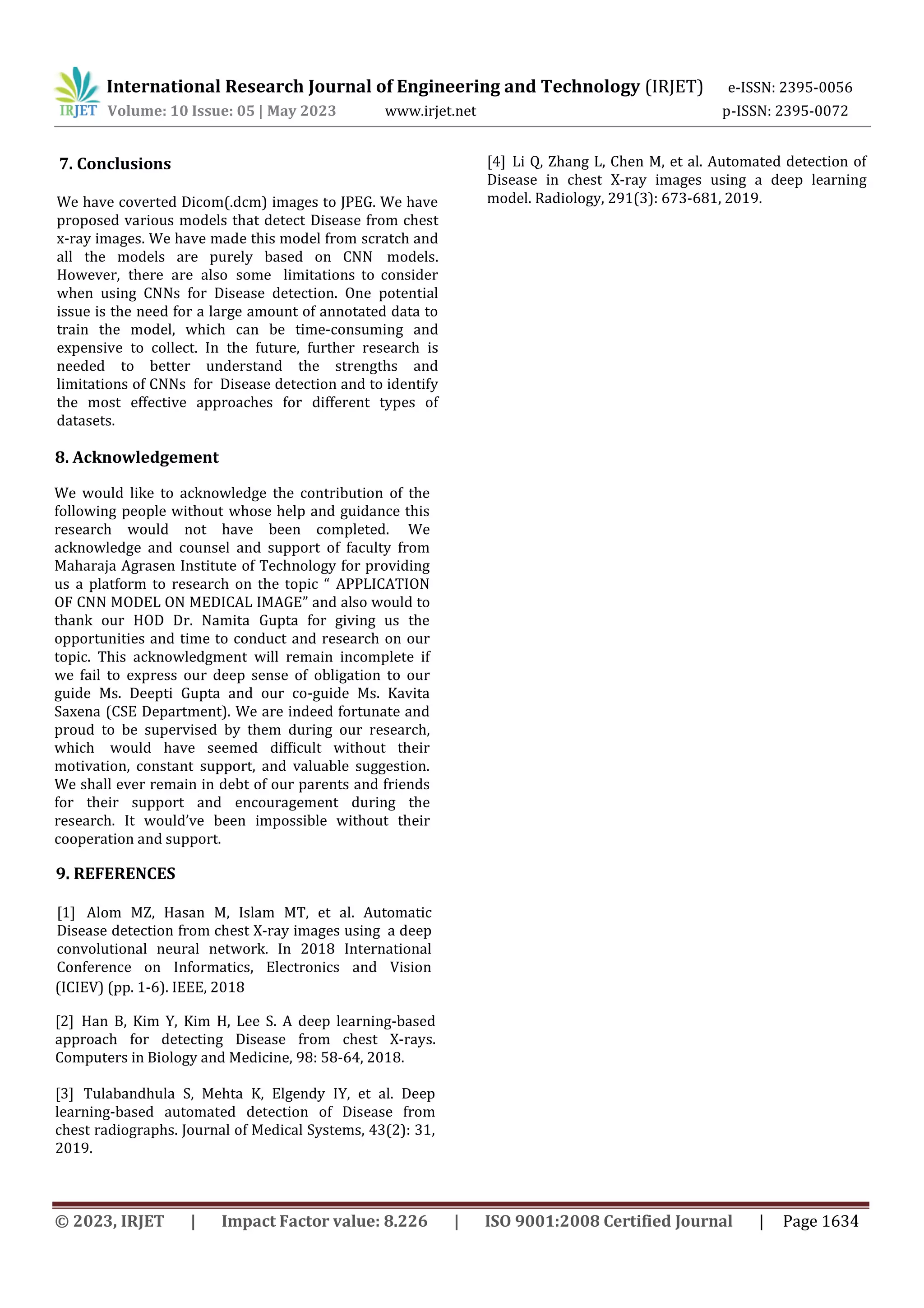 APPLICATION OF CNN MODEL ON MEDICAL IMAGE | PDF