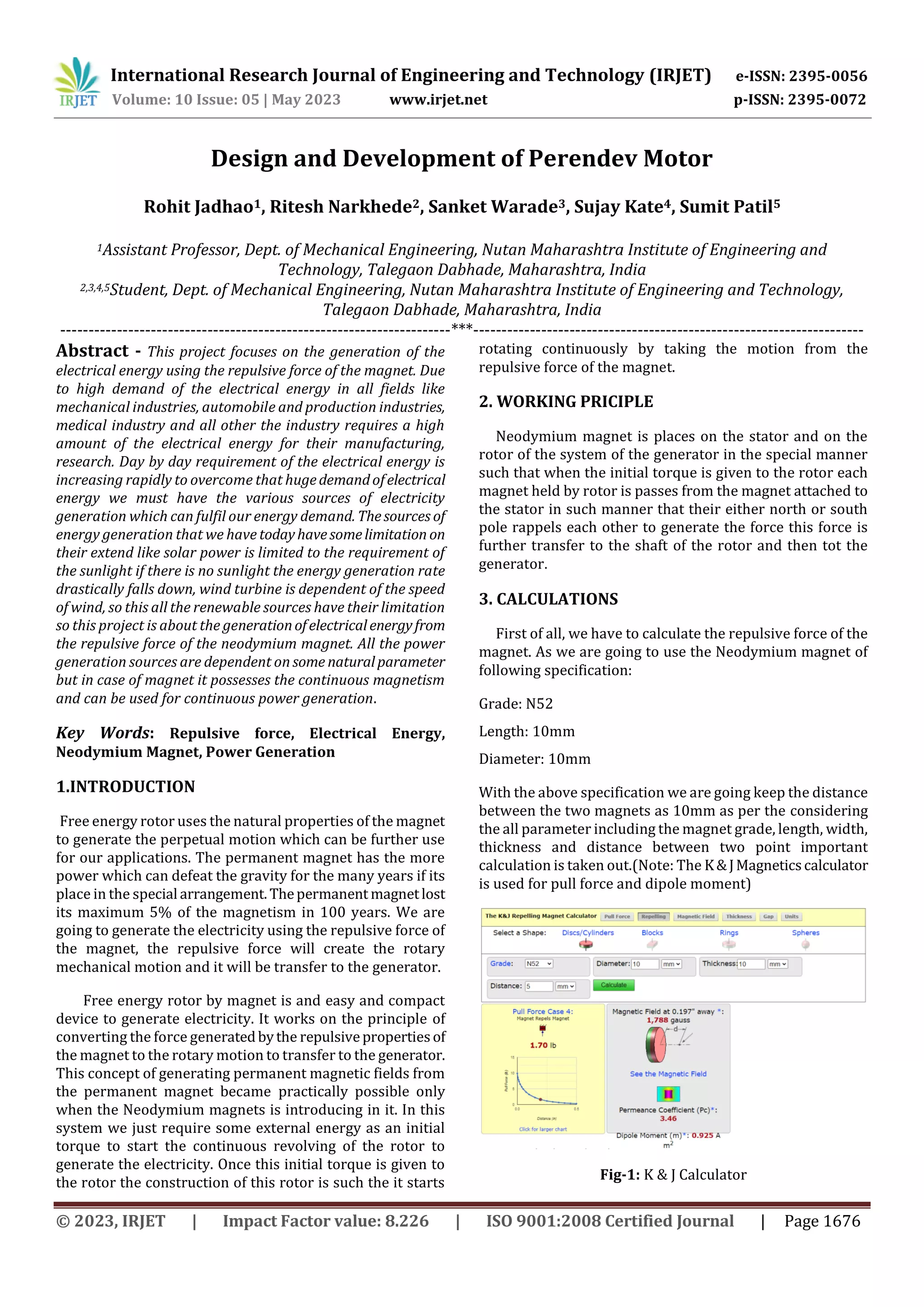 Design and Development of Perendev Motor | PDF