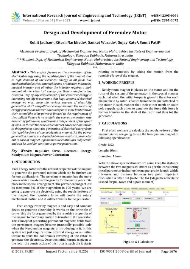 Design and Development of Perendev Motor | PDF