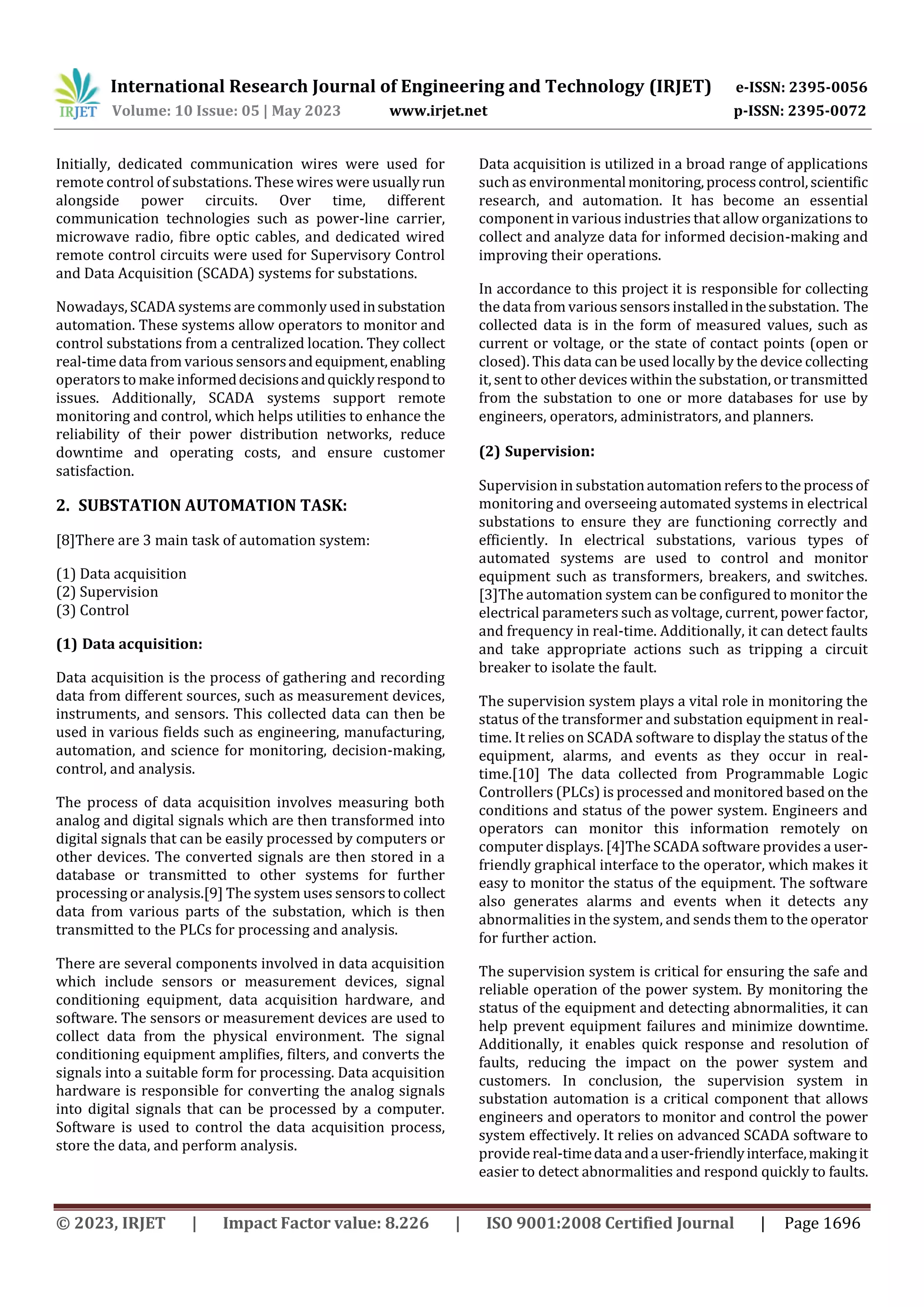 Smart Substation with Automatic Monitoring, Smart Controlling and Overload Protection of ...