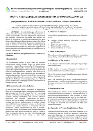 HOW TO MINIMIZE DELAYS IN CONSTRUCTION OF COMMERCIAL PROJECT | PDF