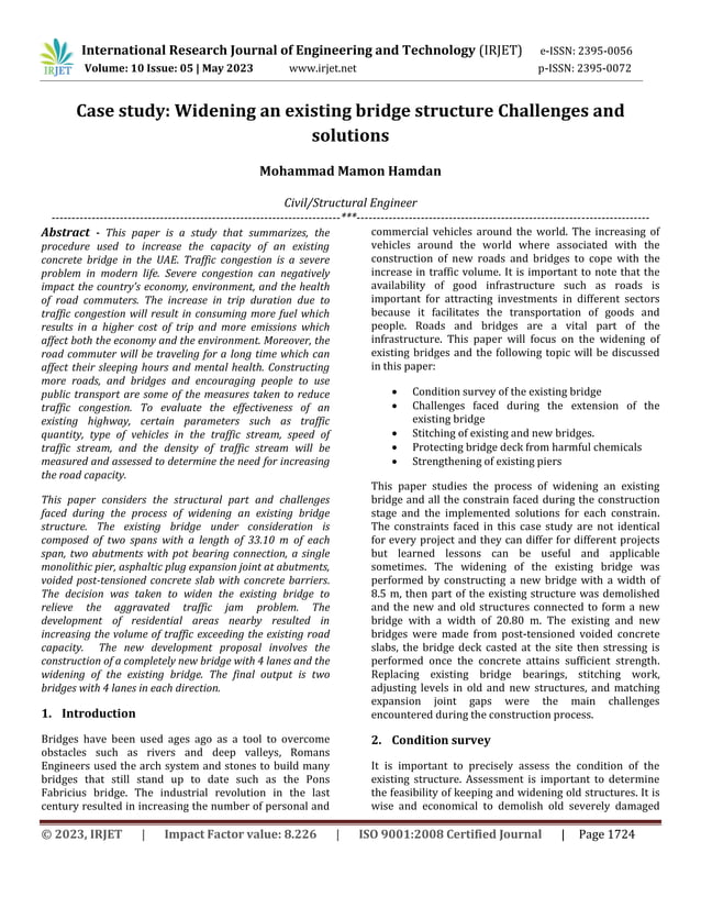 Case study: Widening an existing bridge structure Challenges and ...