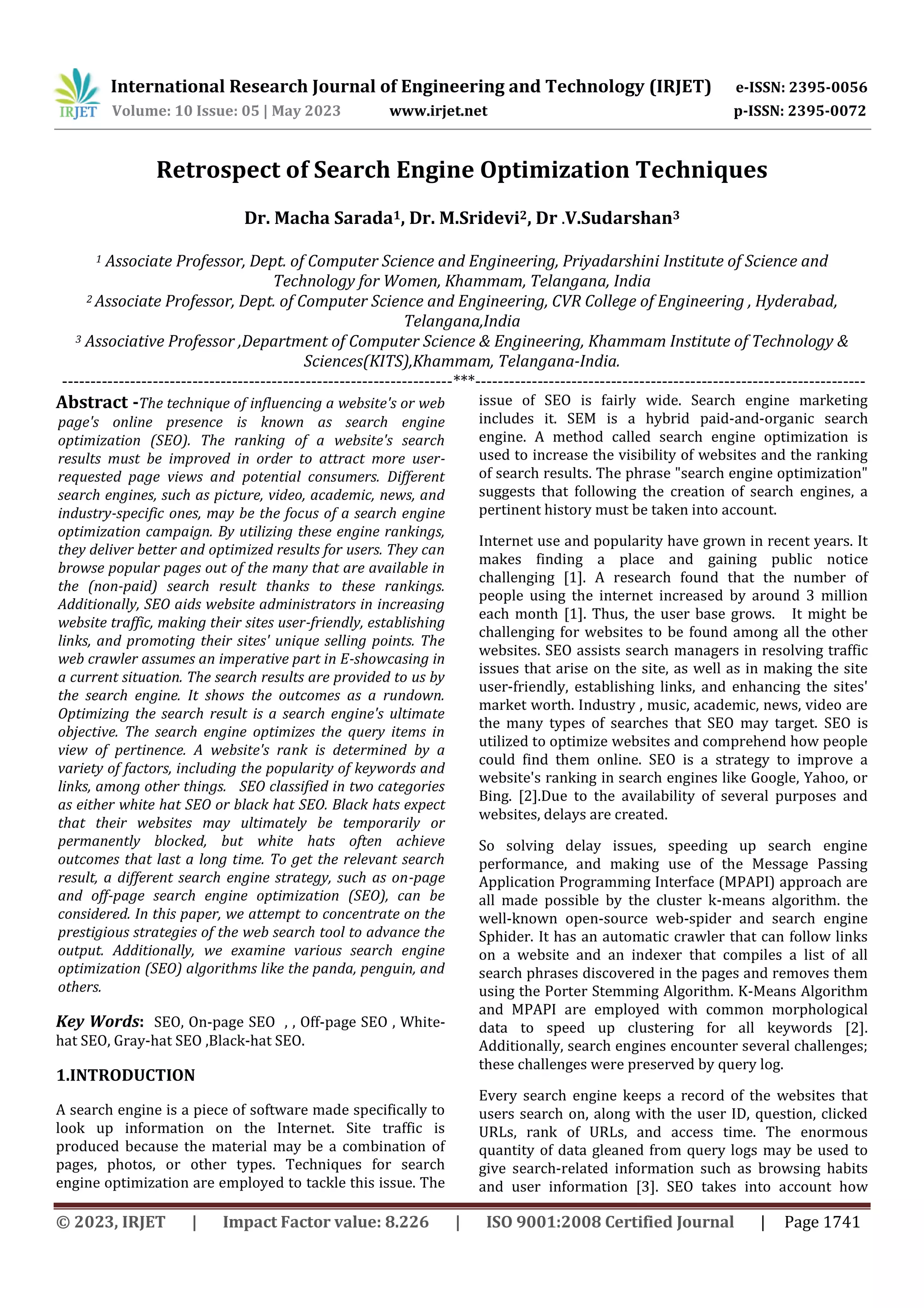 Retrospect of Search Engine Optimization Techniques | PDF