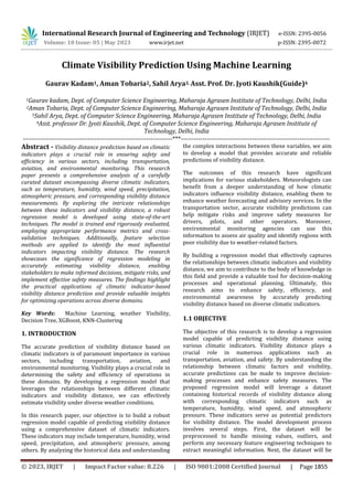 Climate Visibility Prediction Using Machine Learning | PDF