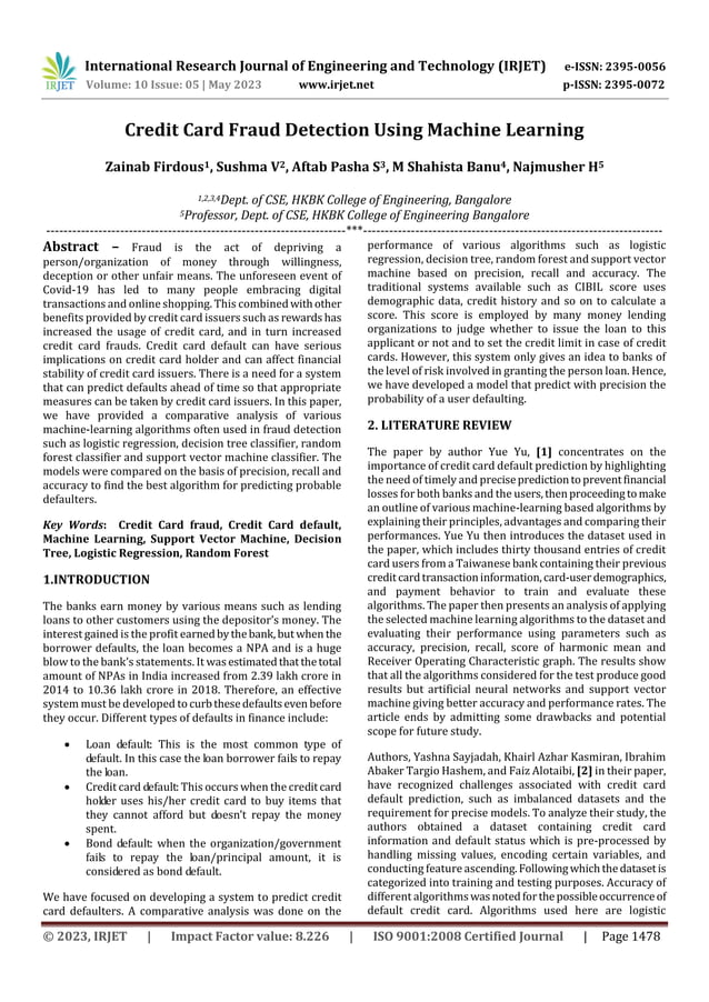 Credit Card Fraud Detection Using Machine Learning | PDF
