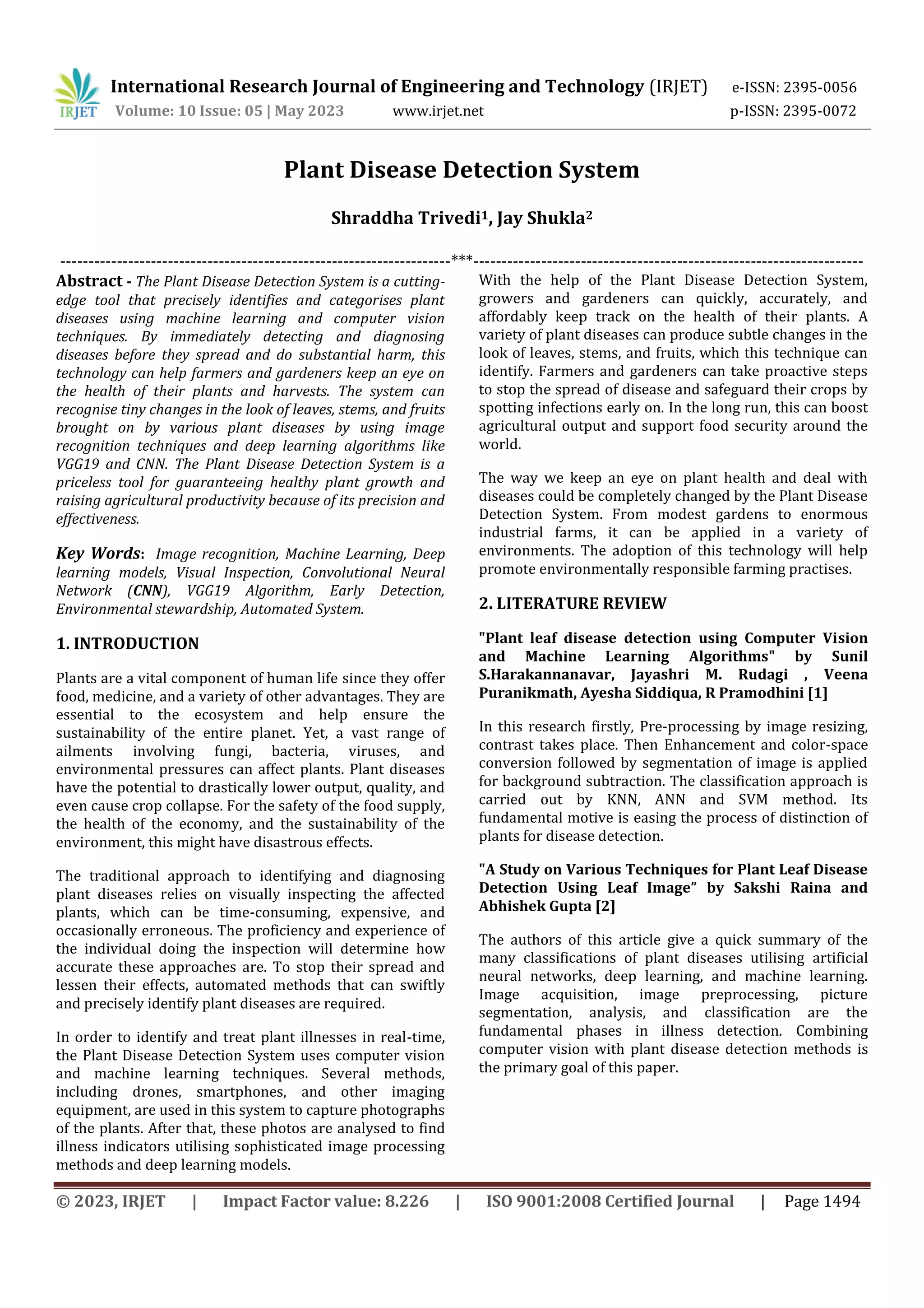 Plant Disease Detection System | PDF