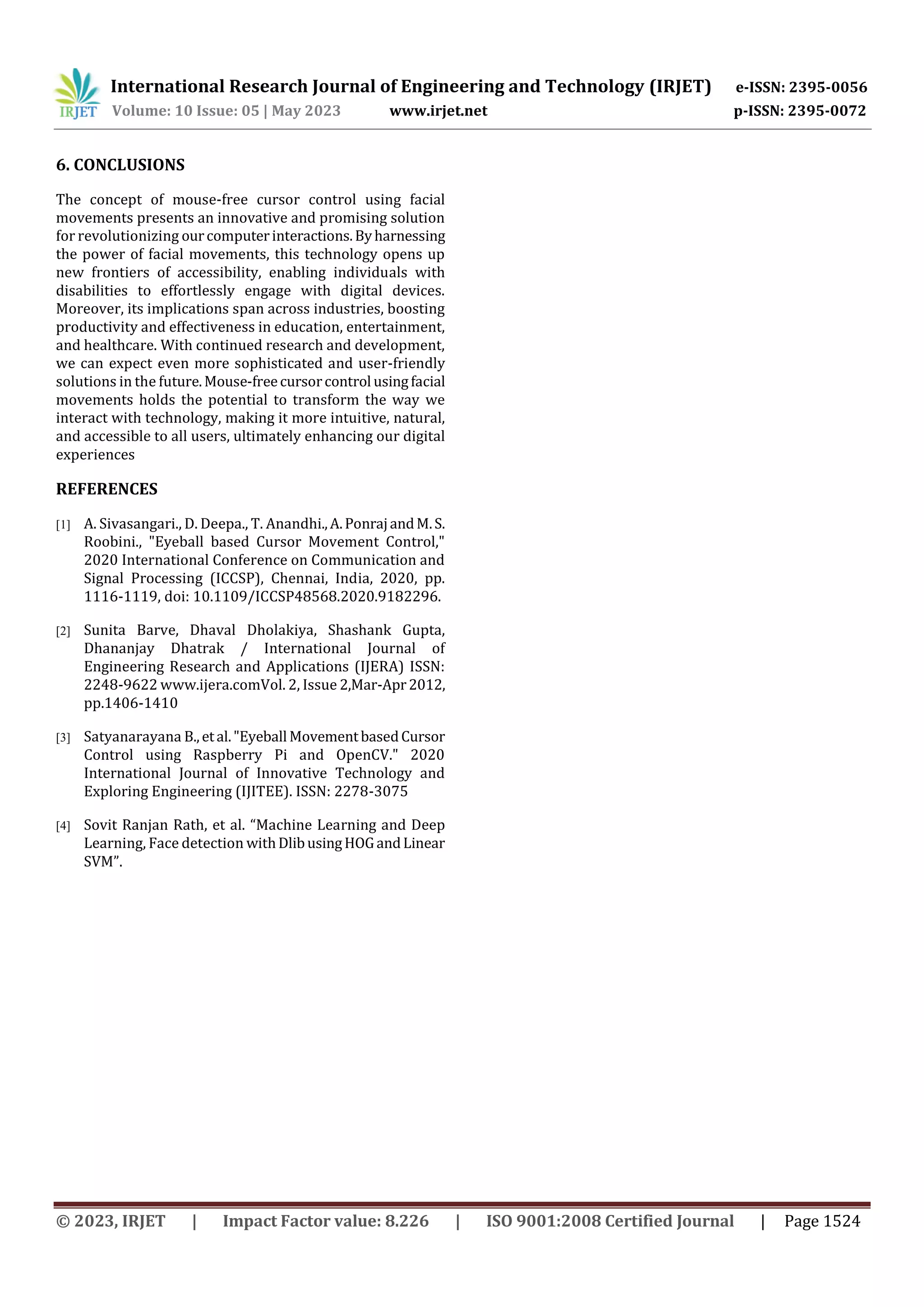 Mouse Cursor Control Hands Free Using Deep Learning | PDF