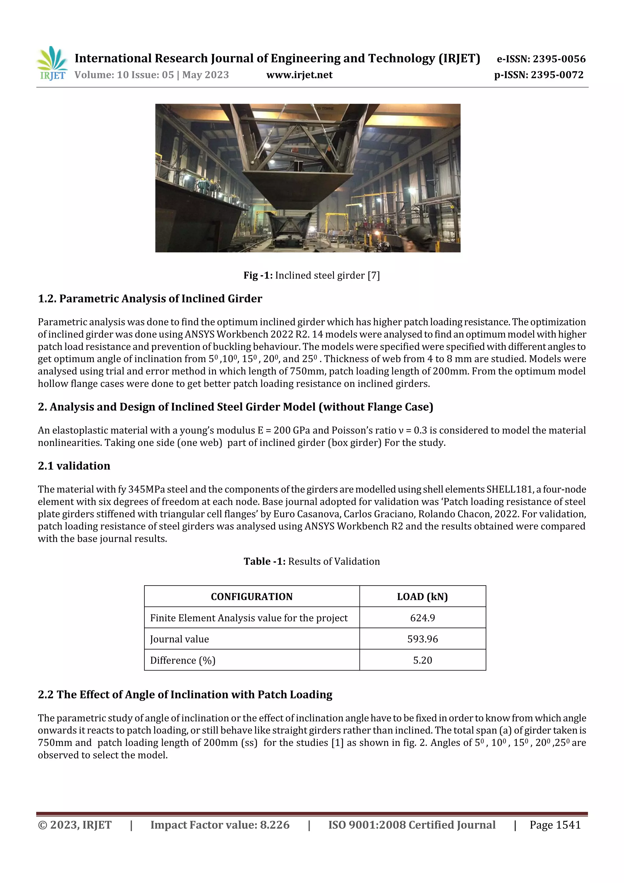 Patch Loading Resistance on Inclined steel Plate Girders with Stiffened ...