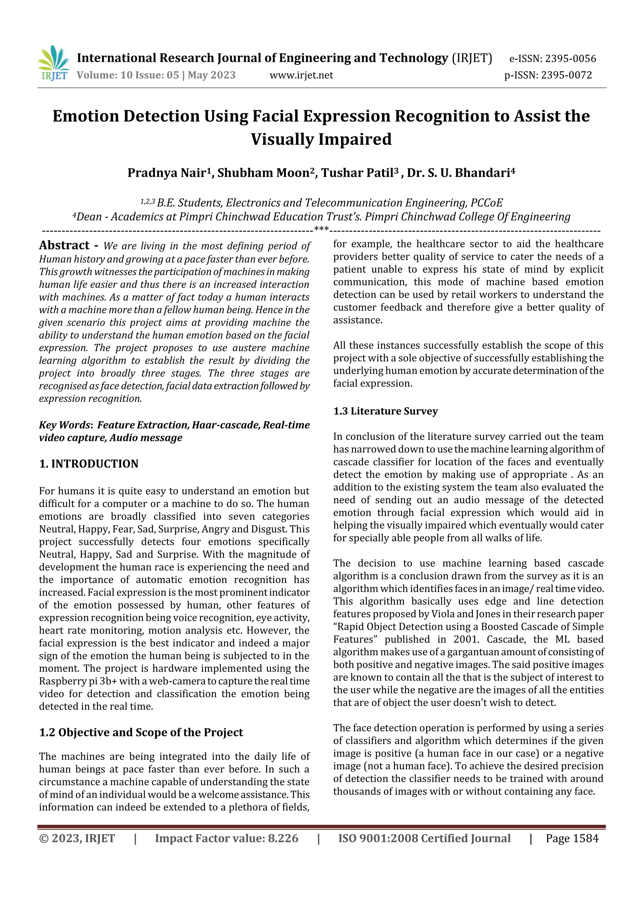 Emotion Detection Using Facial Expression Recognition to Assist the ...