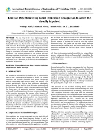 Emotion Detection Using Facial Expression Recognition to Assist the Visually Impaired | PDF