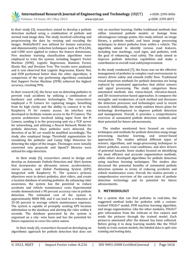 Pothole Detection Using ML and DL Algorithms | PDF | Technology Industry | Industries