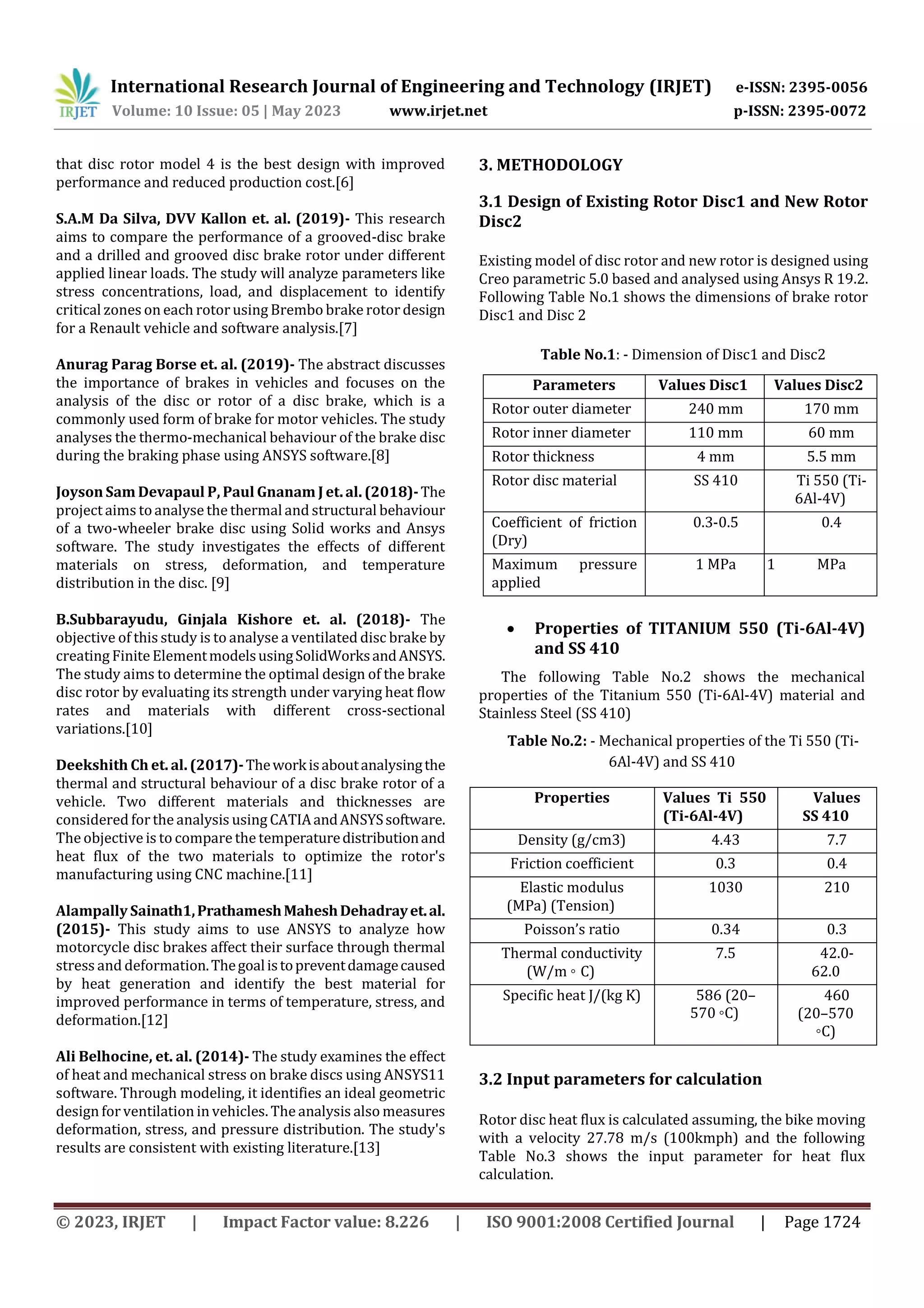 "DESIGN AND ANALYSIS OF BRAKE DISC PLATE USING FINITE ELEMENT ANALYSIS ...