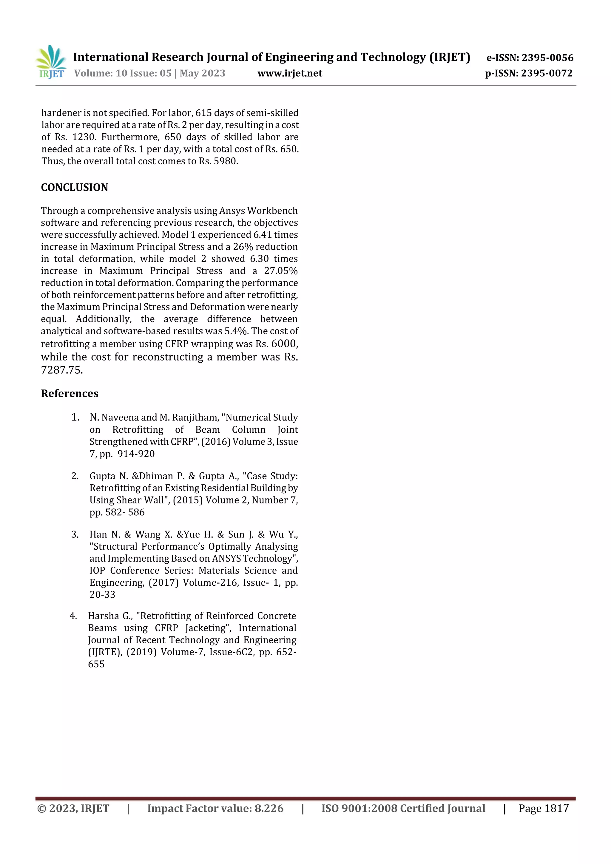 STRUCTURAL BEHAVIOR OF RETROFIT BEAM COLUMN JUNCTION USING ANSYS | PDF