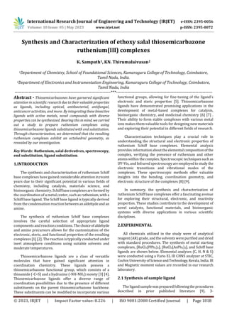 Synthesis and Characterization of ethoxy salal thiosemicarbazone ruthenium(III) complexes | PDF ...
