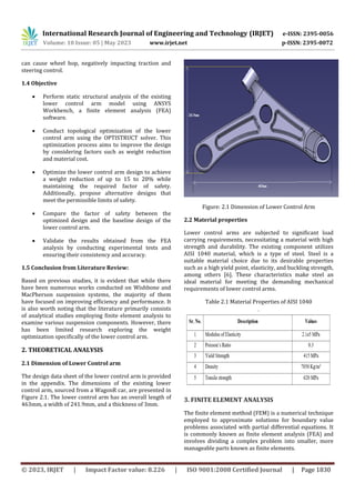 STRESS ANALYSIS & OPTIMIZATION OF A LOWER CONTROL ARM OF SUSPENSION ...