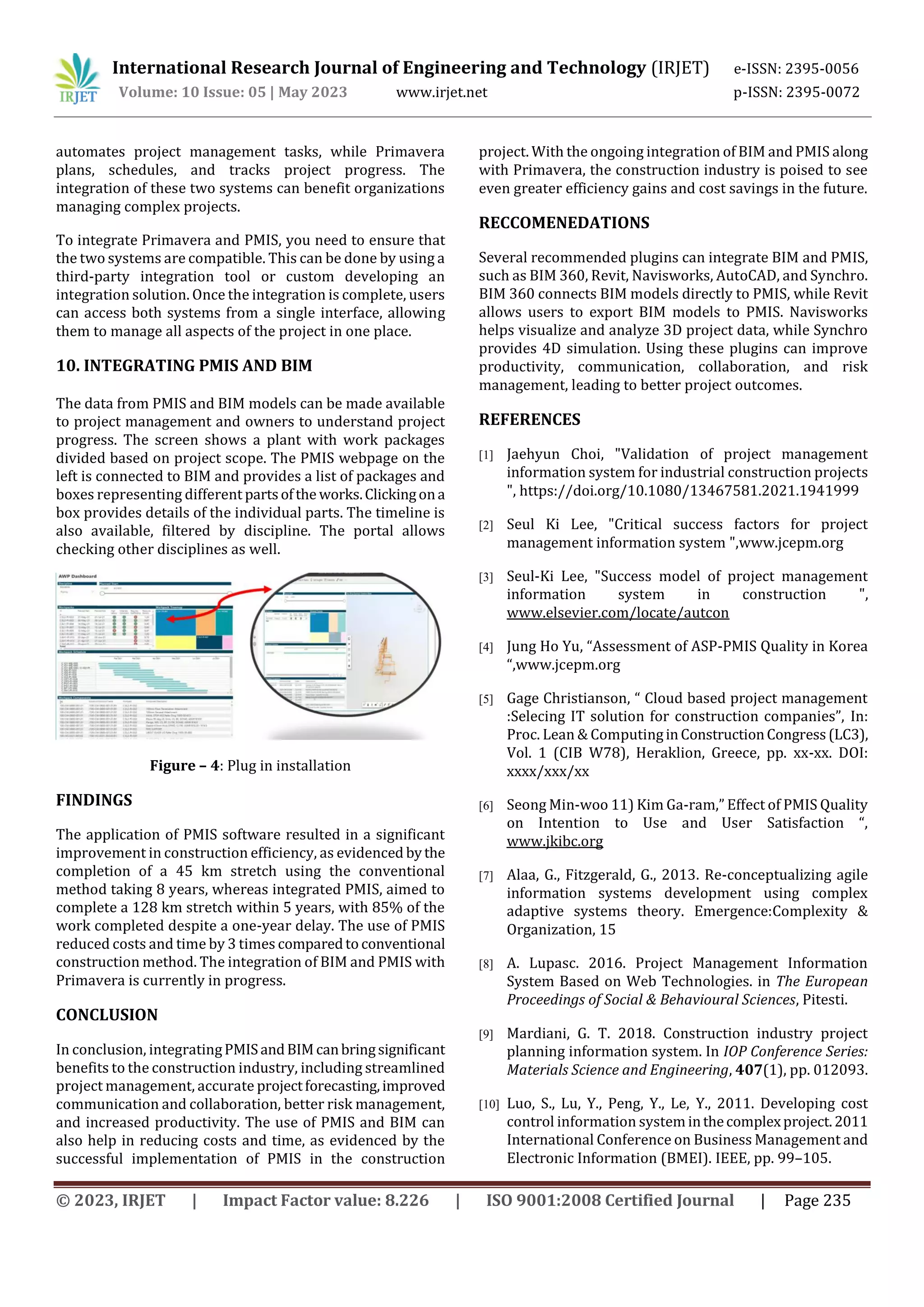 Integrating Project Management Information System And Bim For Inspecting And Coordinating In All