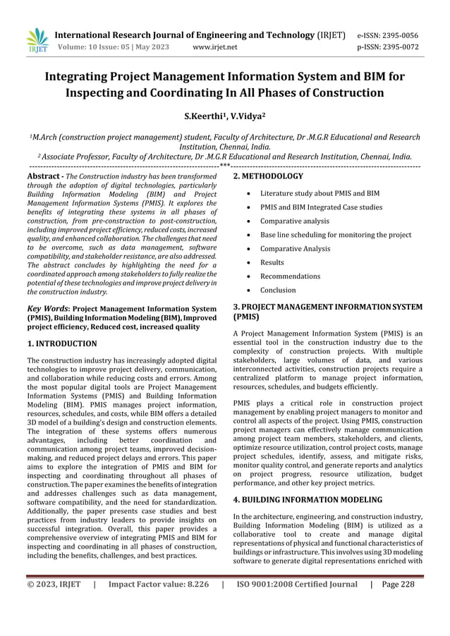 Integrating Project Management Information System And Bim For Inspecting And Coordinating In All