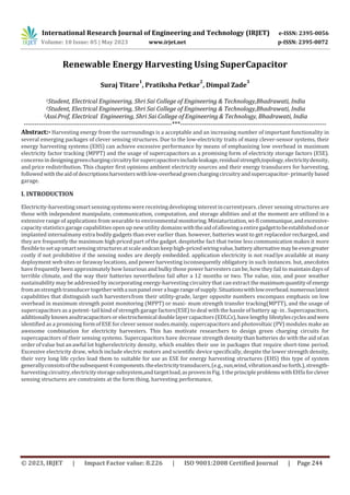 Renewable Energy Harvesting Using SuperCapacitor | PDF | Internet of ...