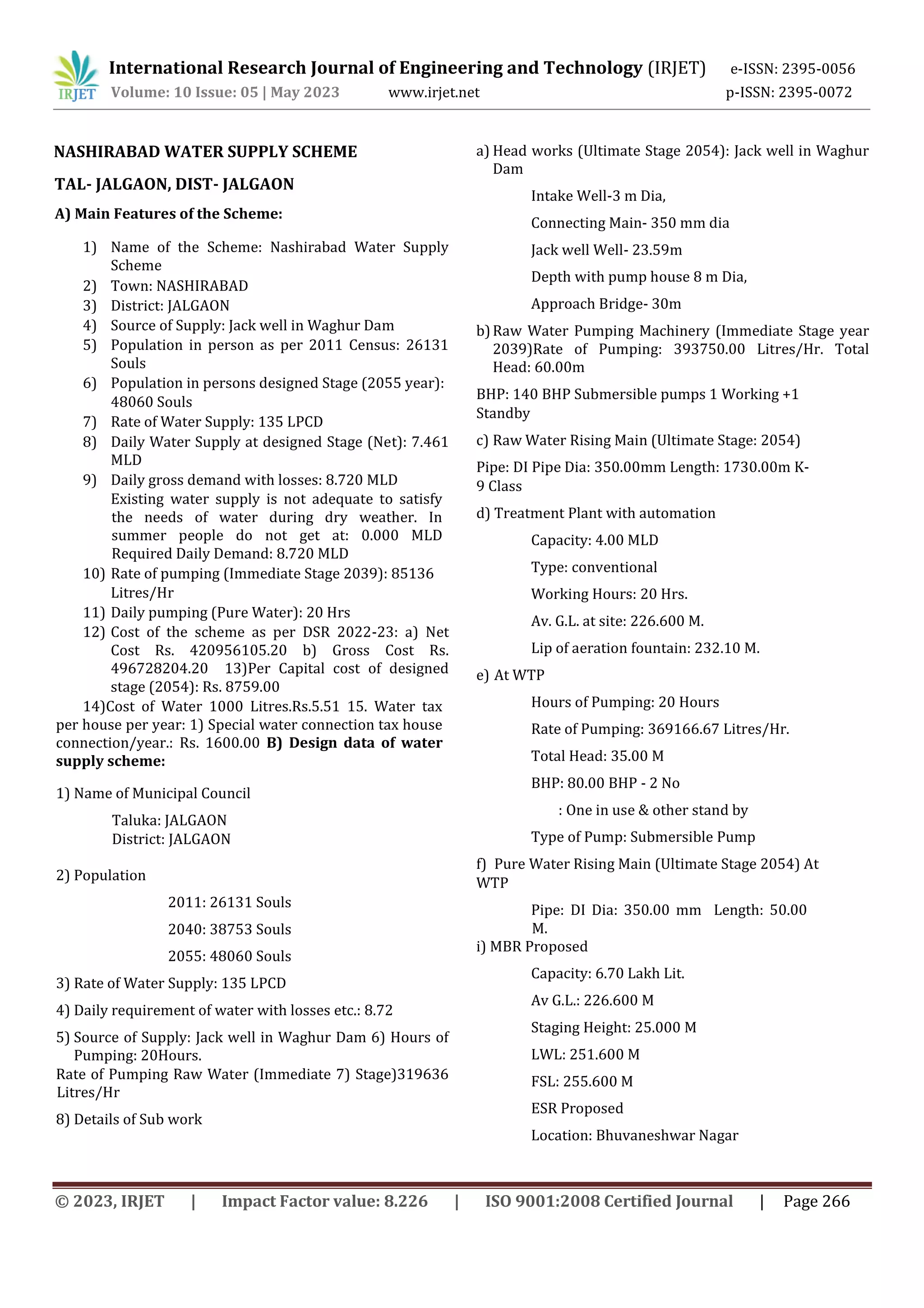 “DESIGN OF WTP FOR NASHIRABAD MUNICIPAL COUNCIL” | PDF