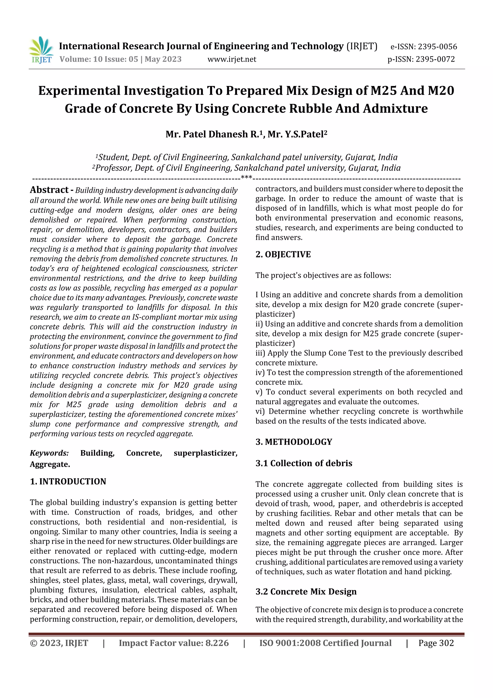 Experimental Investigation To Prepared Mix Design of M25 And M20 Grade ...