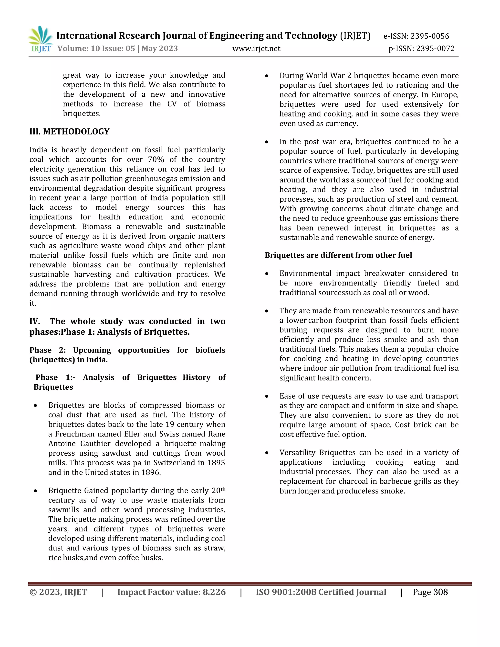 Methods Of Increasing Calorific Value Of Briquettes Using Biomass Pdf