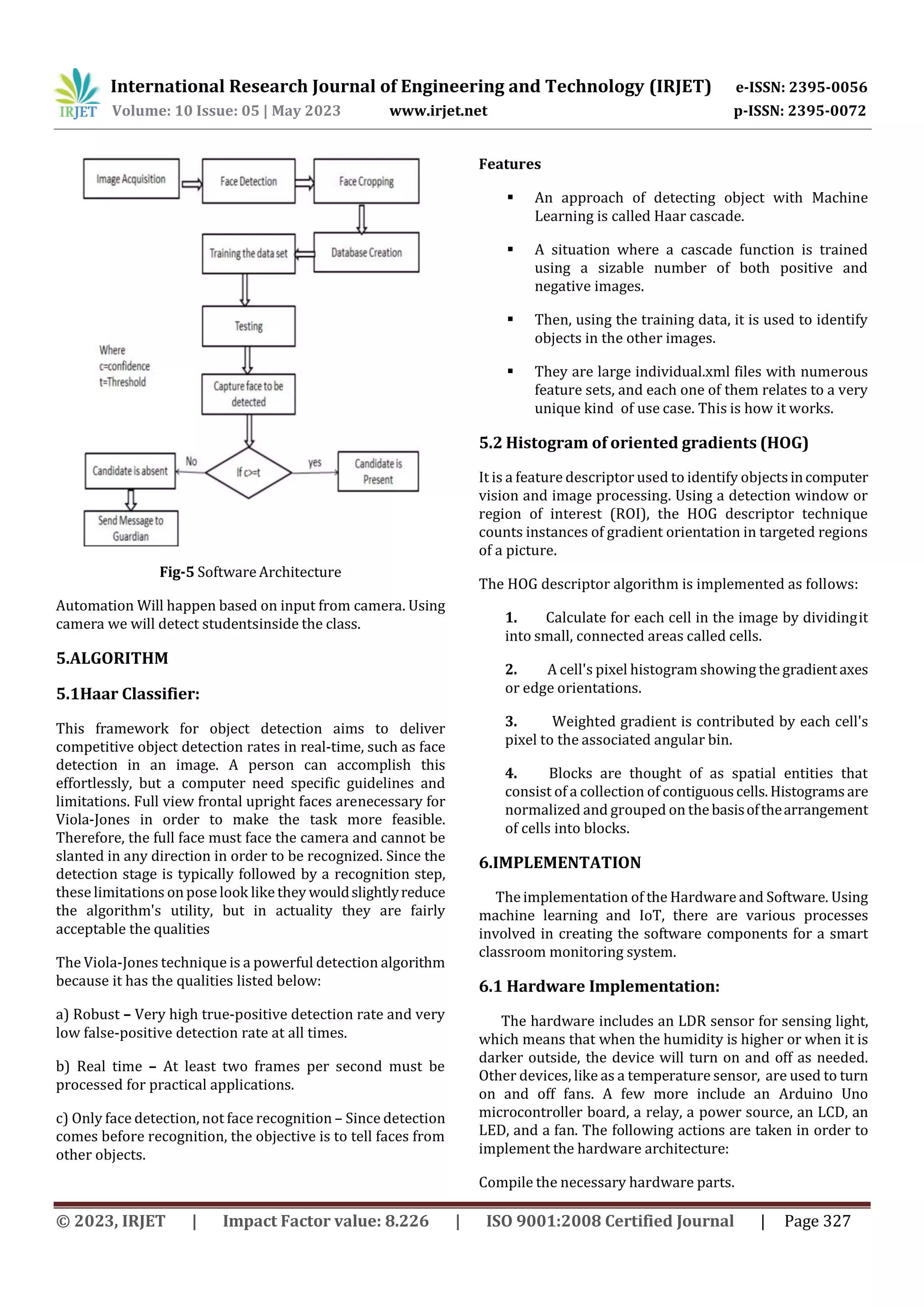 Smart Classroom Monitoring using Machine Learning and IoT | PDF